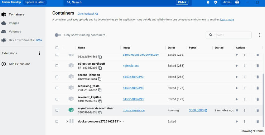 Running .NET Core Application using Docker Container