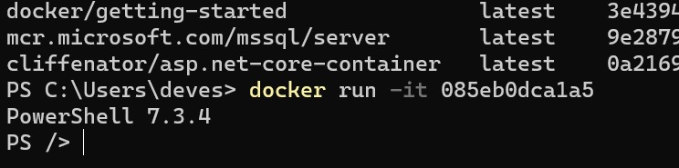 Running PowerShell Inside Docker Container