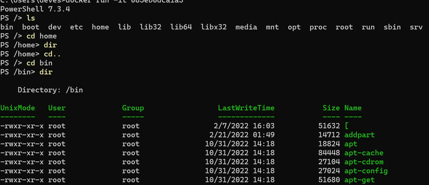 Running PowerShell Inside Docker Container