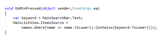 Searching A Name From The Listview Using Xamarinforms For Uwp
