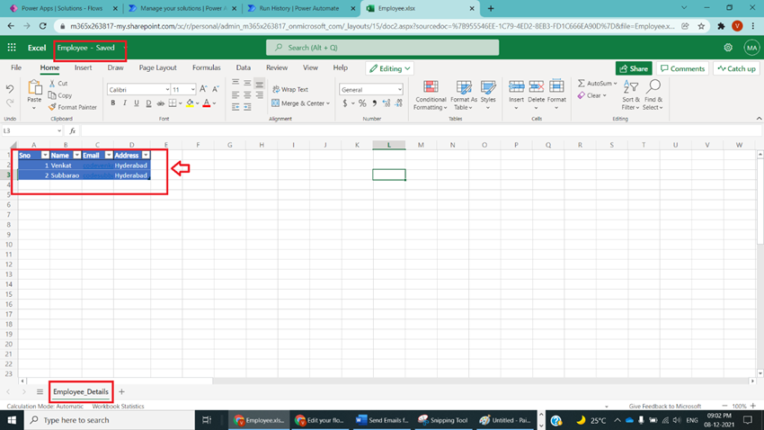 Send Emails From Excel Sheet (OneDrive) In Power Automate