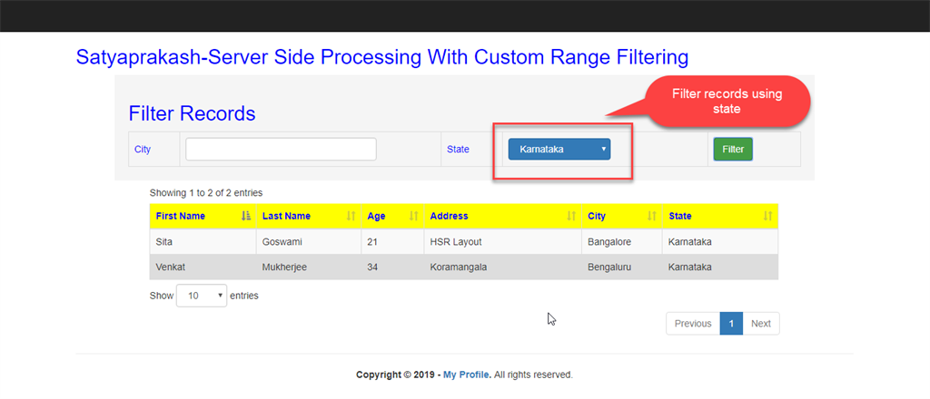 Jquery Datatables Server Side Processing In Net Mvc Using Entity Framework Repository Pattern