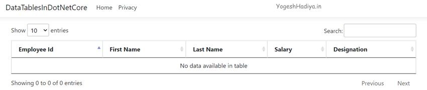 Server Side Rendering Of DataTables JS In ASP.NET Core