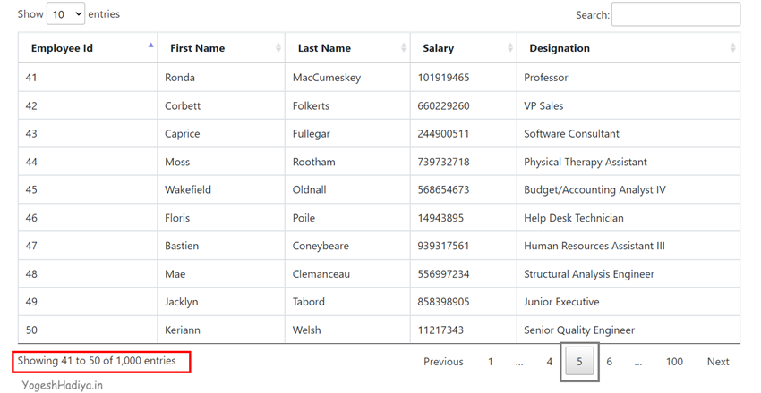 Server Side Rendering Of DataTables JS In ASP.NET Core