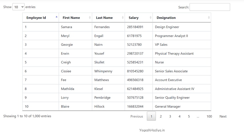 Server Side Rendering Of DataTables JS In ASP.NET Core