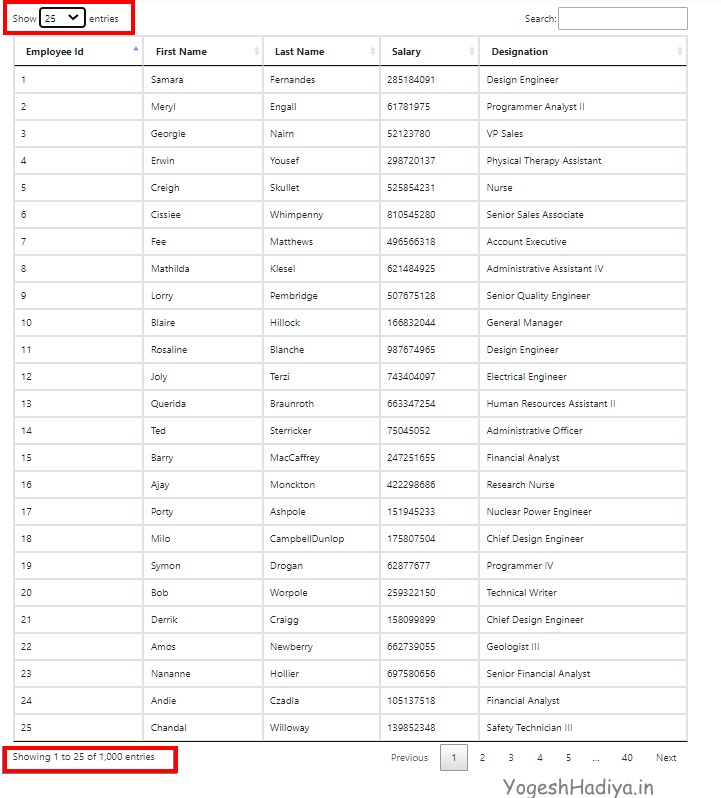 Server Side Rendering Of DataTables JS In ASP.NET Core