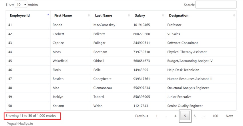 Server Side Rendering Of DataTables JS In ASP.NET Core