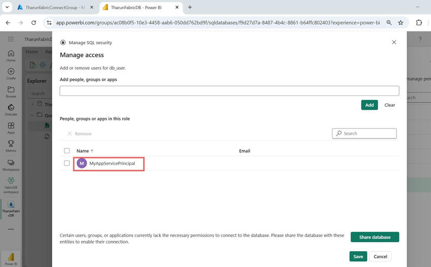 Setting Up Microsoft Entra Service Principal For Azure Rbac And Connecting To Fabric Sql Database