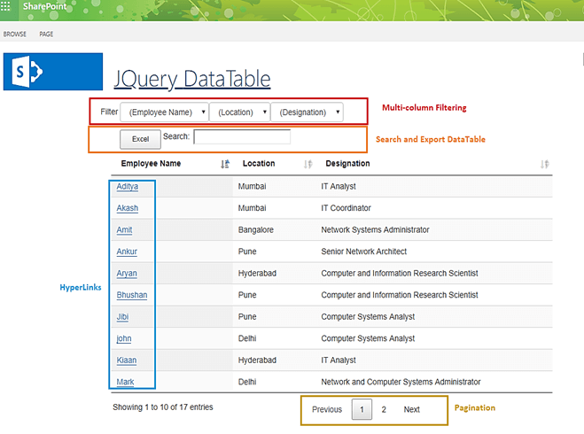 SharePoint 2013 - Showing List Data In jQuery Datatable With Advanced ...