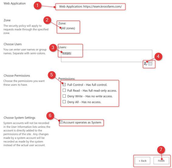 SharePoint 2016 Central Admin - Security - Specify Web Application User ... SharePoint 2016 Central Admin - Security - Specify Web Application User ...