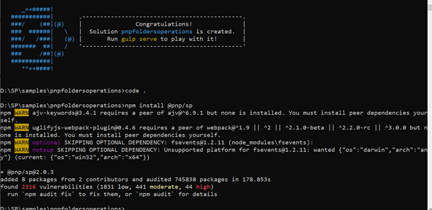SharePoint Folder Operations Demo Using PnP JS In React Based SPFx Webpart