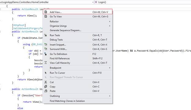 Simple Login Application Using Sessions In Aspnet Mvc