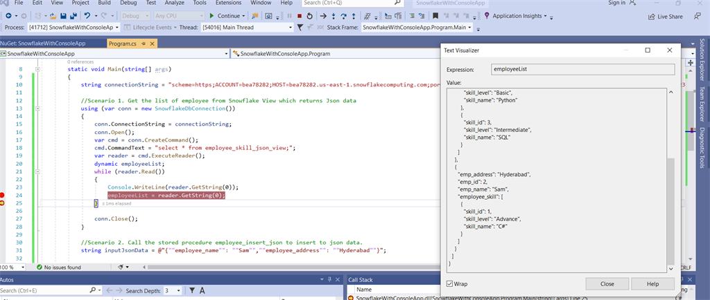 Snowflake With C#.Net Core