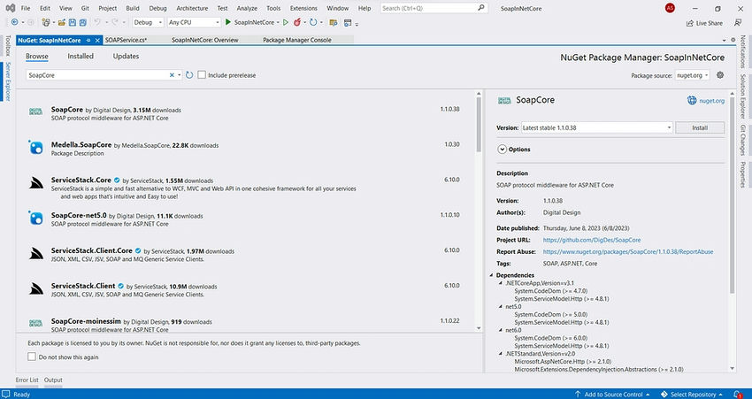 SOAP Web Service in .NET Core