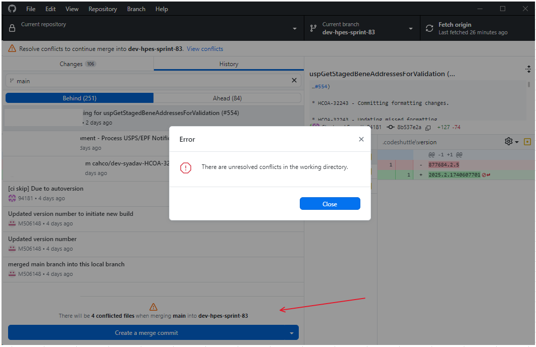 Source Control 5 3 Github Merge In Github Github Desktop Visual 