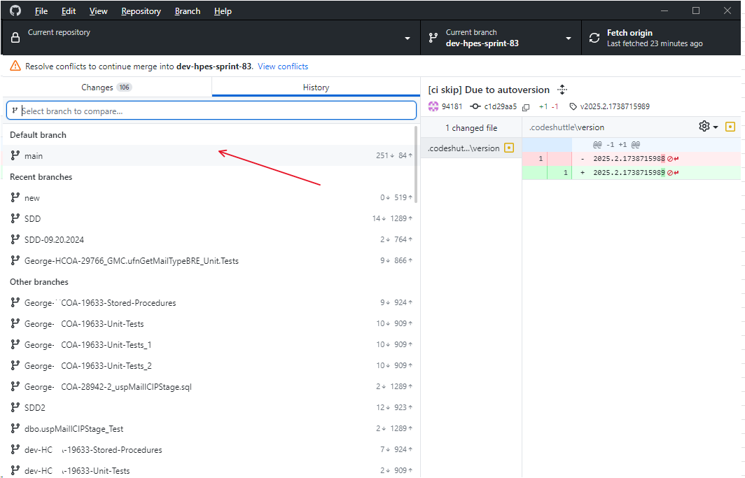 Source Control 5 3 Github Merge In Github Github Desktop Visual