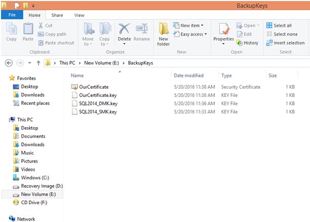 SQL Server 2014 Database Backup - Encryption