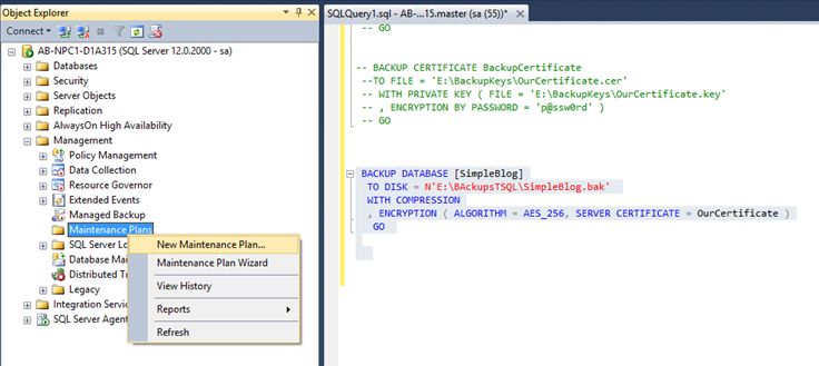 SQL Server 2014 Database Backup - Encryption