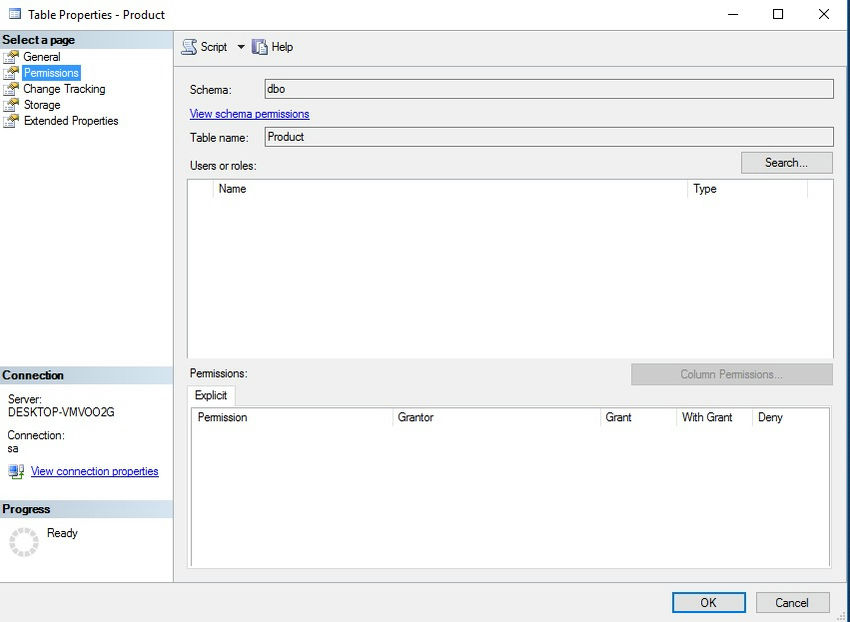 SQL Server: Grant Permission To A Particular Table