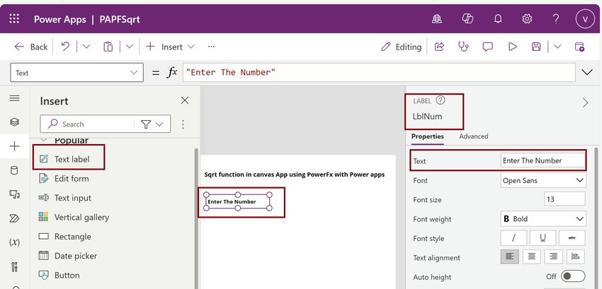 Sqrt Function From Power Fx Using Power Apps