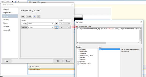 Ssrs Interactive Sorting On Matrix Column Group