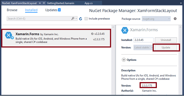 Stacklayout In Xamarinforms Application For Android And Universal