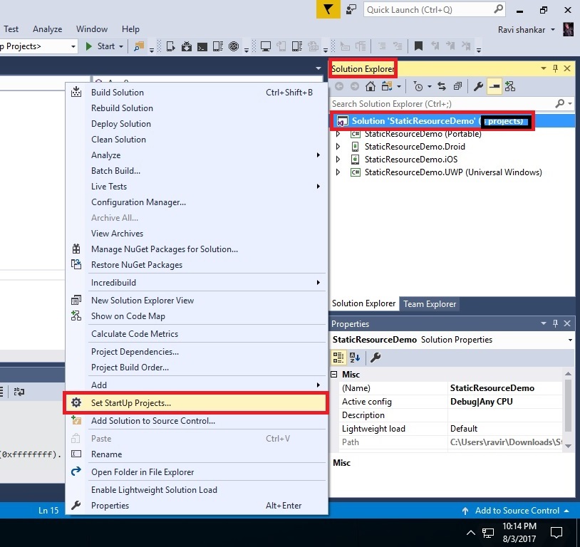 Static Resource Using Xamarin.Forms Version (1.0)