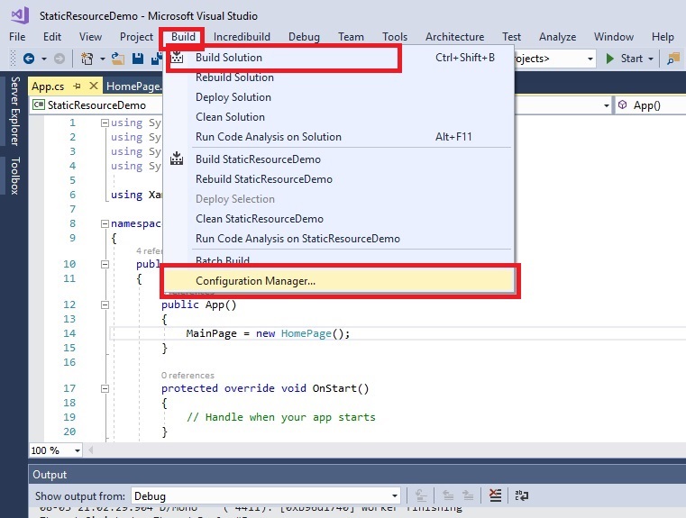 Static Resource Using Xamarin.Forms Version (1.0)