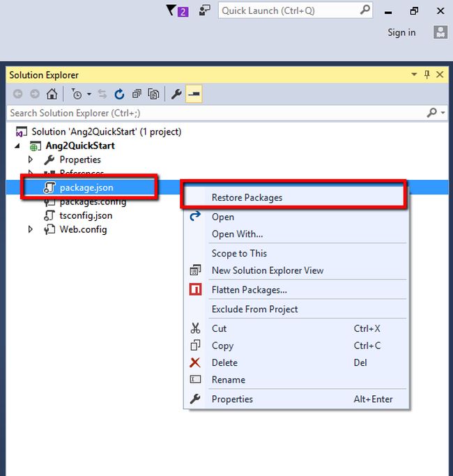 Step By Step Angular 2 Implementation In Visual Studio Update 3