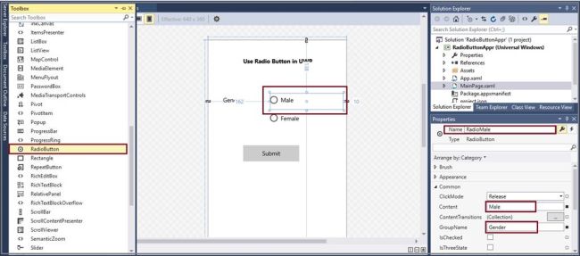 Step By Step Creation Of RadioButton Control In Universal Window App