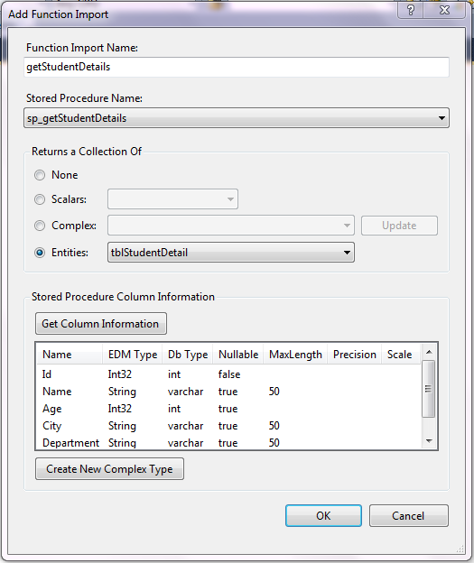 Stored Procedure With Input And Output Parameter Using Entity Framework In Aspnet Mvc