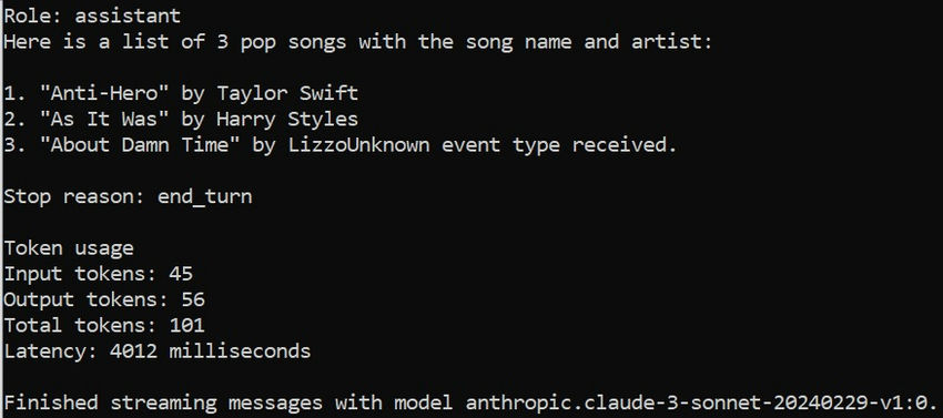 Stream Conversations With Amazon Bedrock Api In Net Console App