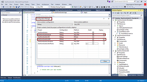 Switch Control In Xamarin.Forms Application For Android And UWP