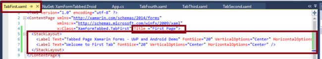 Tabbed Page In Xamarin.Forms Application For Android And UWP