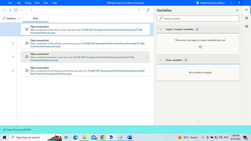 Take Screenshot Action in Desktop Flow Using Microsoft Power Automate