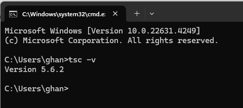TypeScript command 'tsc' not running in Terminal and PowerShell
