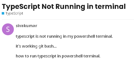 TypeScript command 'tsc' not running in Terminal and PowerShell TypeScript command 'tsc' not running in Terminal and PowerShell