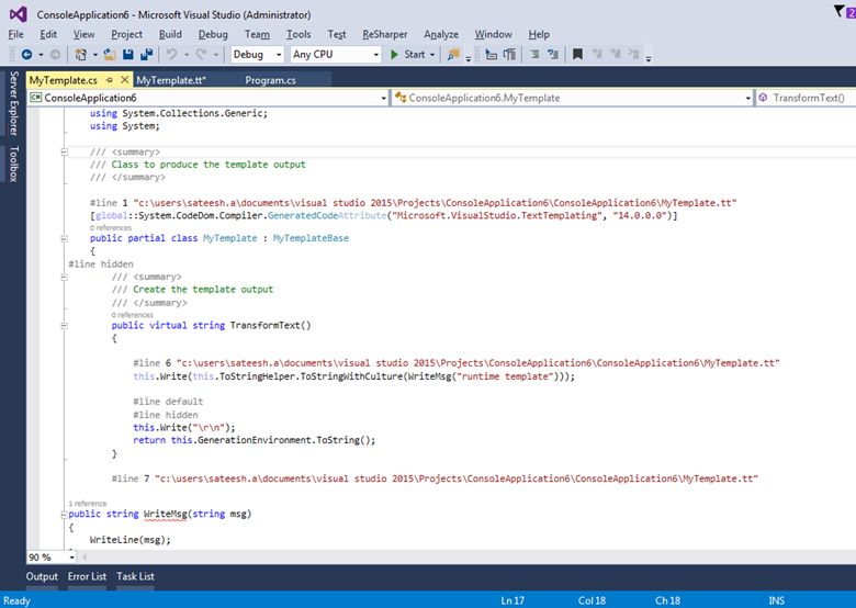 Look At T4 Templates In Visual Studio 2015 - Part Three