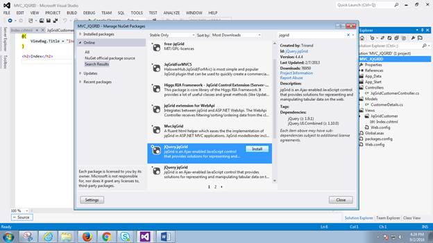 Cascading DropDownList In jqGrid Using MVC