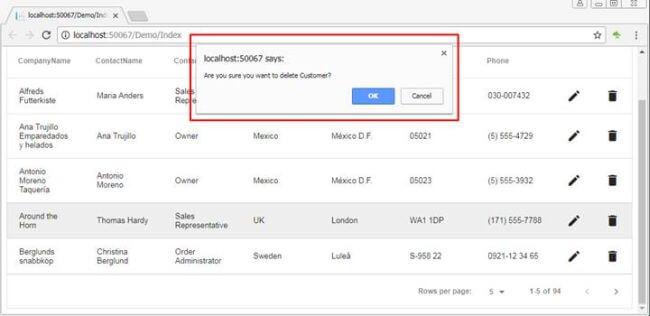Using Gijgo Grid With ASP.NET MVC