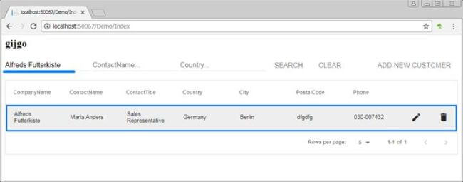 Using Gijgo Grid With ASP.NET MVC