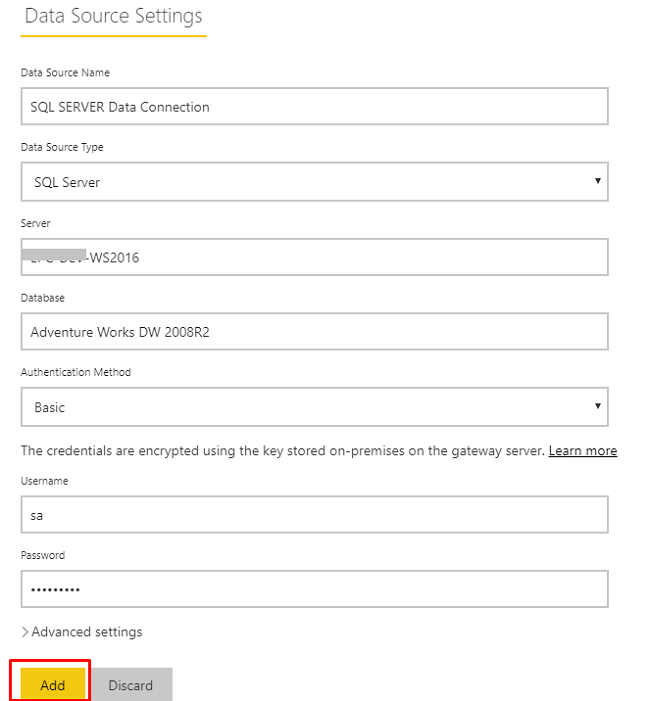 Configure Data Gateway With Sql Server Database Using Recommended Or Enterprise Mode