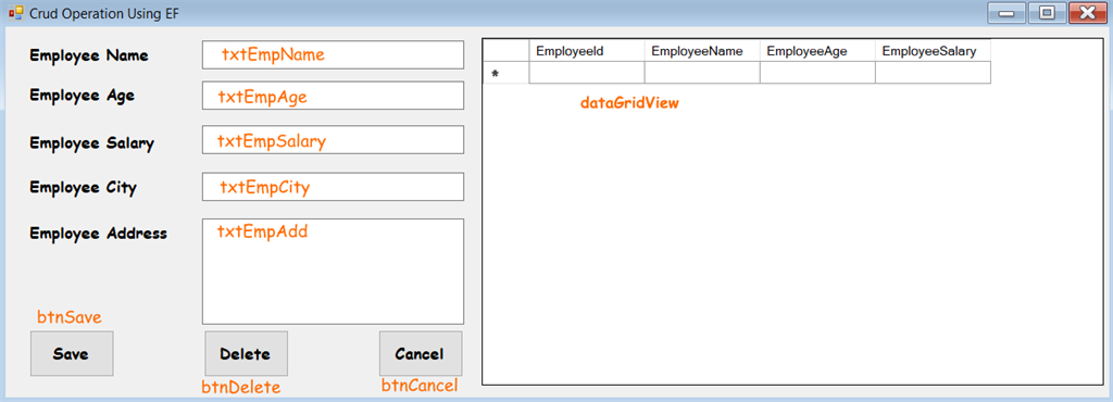 Crud Operation In Windows Form App Using The Entity Framework