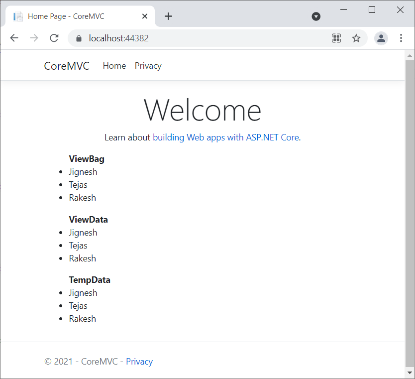 View Variables In Net Core Mvc