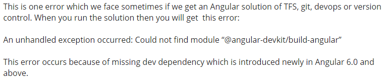 A Fix To Exception Could Not Find Module “angular Devkitbuild Angular” 7242