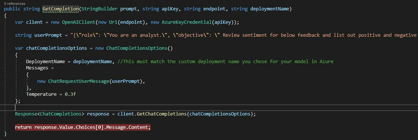 Text Sentiment Anlysis using Azure OpenAI Service with .NET Core Text Sentiment Anlysis using Azure OpenAI Service with .NET Core