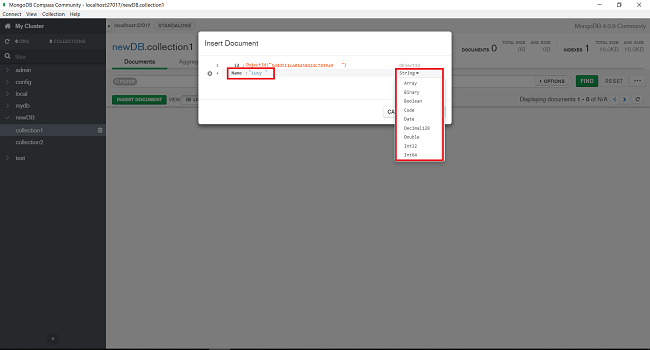 The GUI For MongoDB - CRUD Functionalities