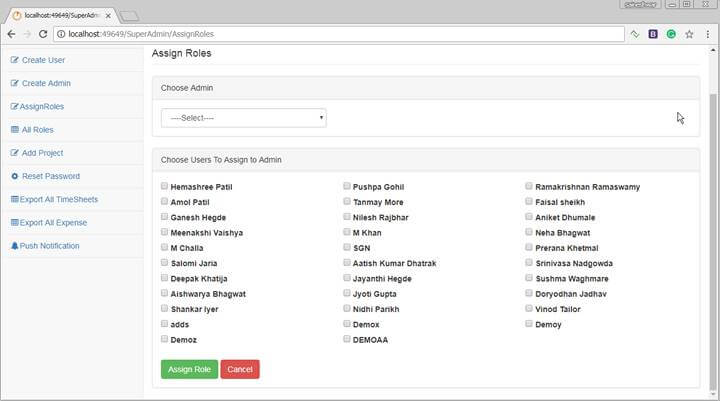 TimeSheet Project Using ASP.NET MVC 5