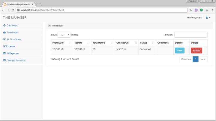 TimeSheet Project Using ASP.NET MVC 5