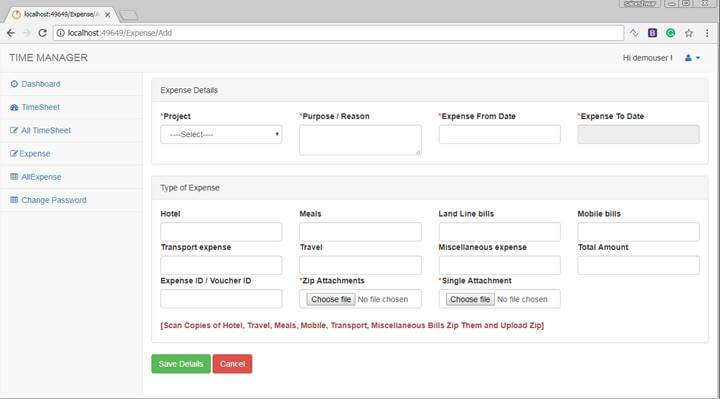TimeSheet Project Using ASP.NET MVC 5